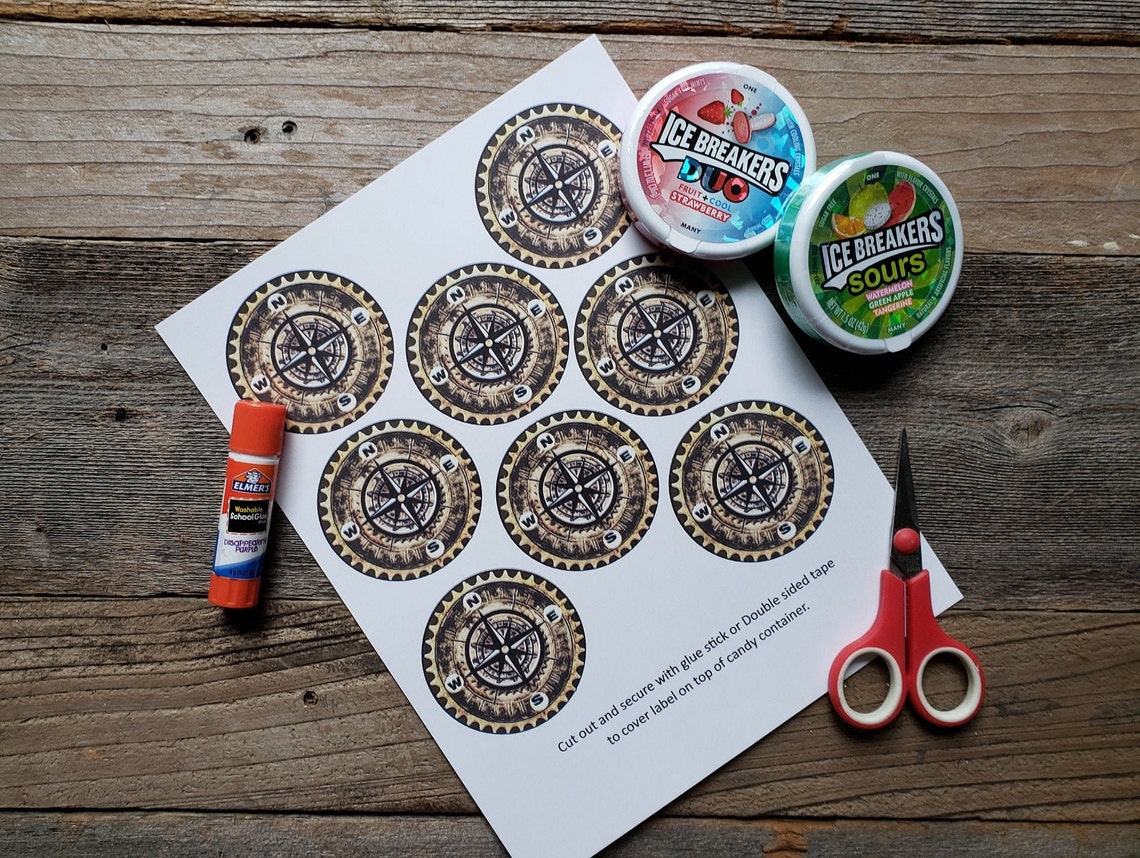 Printable Pirates Compass Label | Etsy