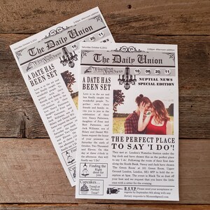Printable Newspaper Invitation With RSVP Card - Etsy