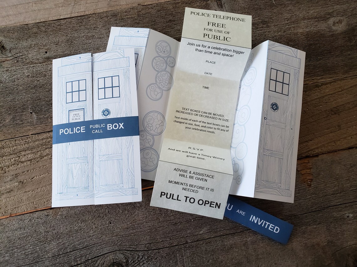 Printable Police Box Invitation Editable text | Etsy