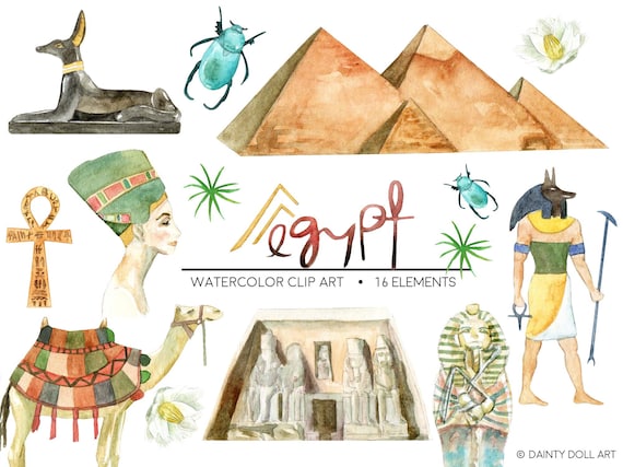 Egypt Clipart Watercolor Digital Download Travel Egyptian | Etsy