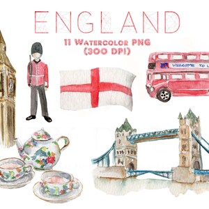 England Watercolor Clipart London British Europe Big Ben Digital ...