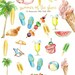 Summer Clipart Watercolor Digital Download Beach Party Vacation ...