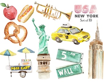 New York City Map Travel Clip Art Graphics and (Instant Download) - Etsy