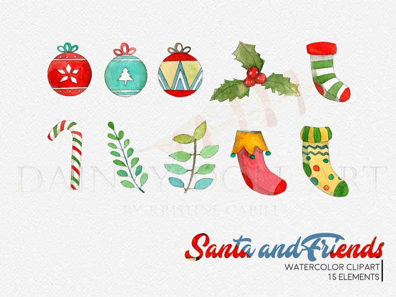 Santa Claus Clipart Watercolor Digital Download Christmas Snowman ...