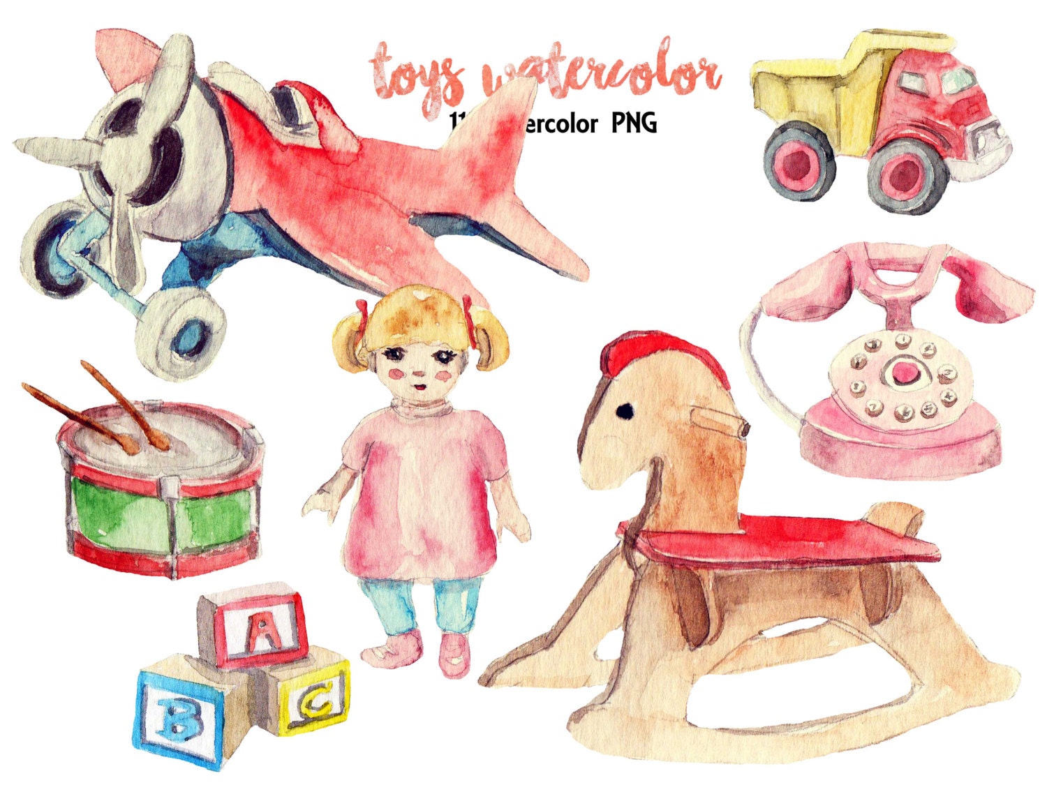 Toys Baby Clipart Watercolor 11 PNG Digital Download Bear - Etsy