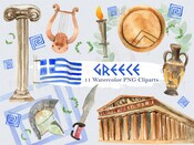 Ancient Greek Collection Clipart, Hand Painted Roman Gods, Column ...