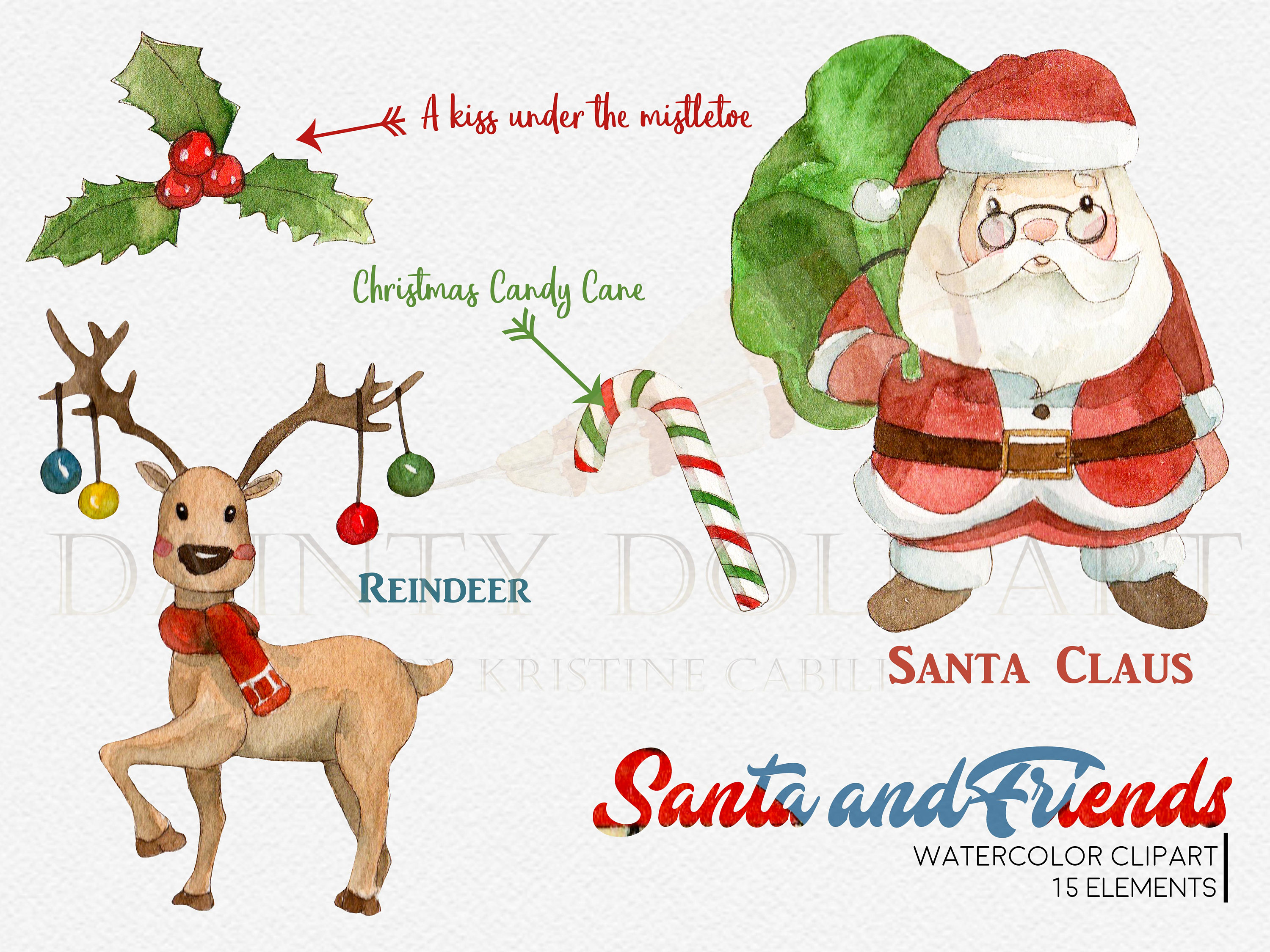 Santa Claus Clipart Watercolor Digital Download Christmas Snowman ...