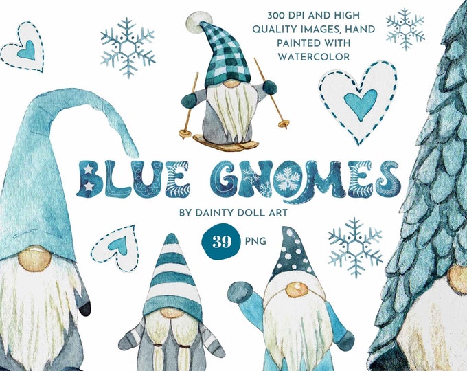 Nordic Gnomes Clipart, Winter Gnomes Clipart, Whimsical Clipart, Winter ...