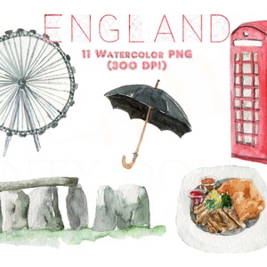 England Watercolor Clipart London British Europe Big Ben Digital ...