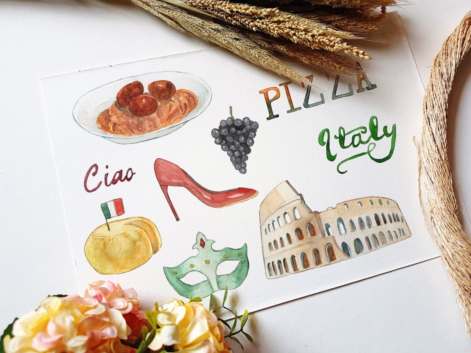 Italy Clipart Watercolor Digital Download Travel Europe - Etsy