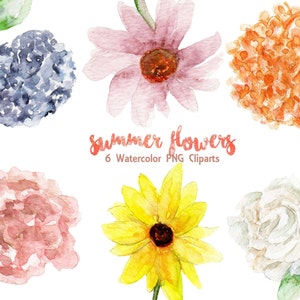 Summer Flower Floral Watercolor Clipart Digital Scrapbooking - Etsy
