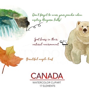 Canada Clipart Watercolor Digital Download Travel Canadian Maple Leaf ...