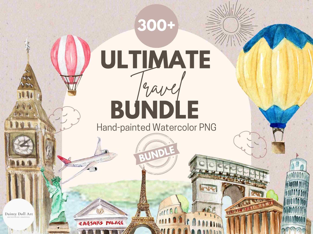 Travel Watercolor Clipart Bundle | Travel and Vacation Planner Stickers ...
