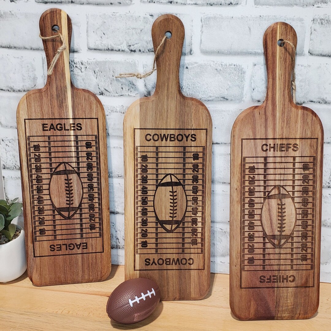 Football Acacia Wood Serving Board Charcuterie Cutting Board ...