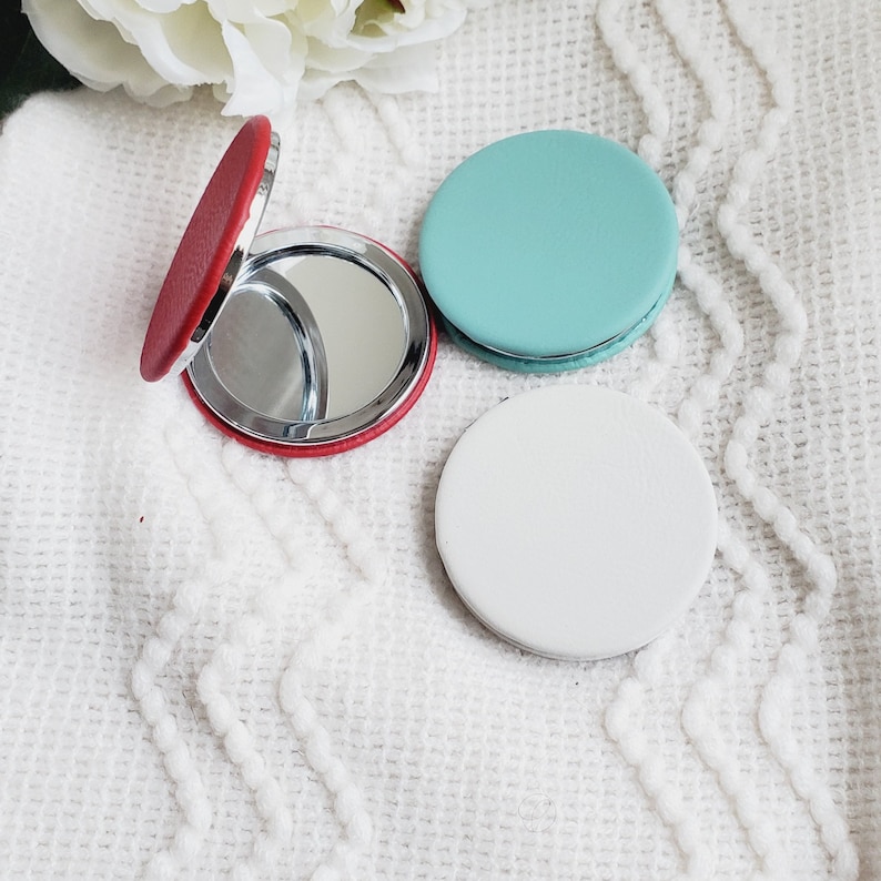 Personalized Leather Compact Mirror Vegan Leather Laser Engraved Mirror ...