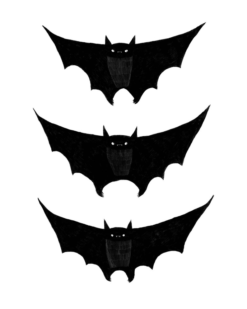 Three Bats Print - Etsy