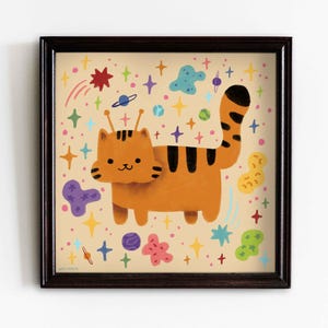 Cute Celestial Cat Alien Art Print - Etsy