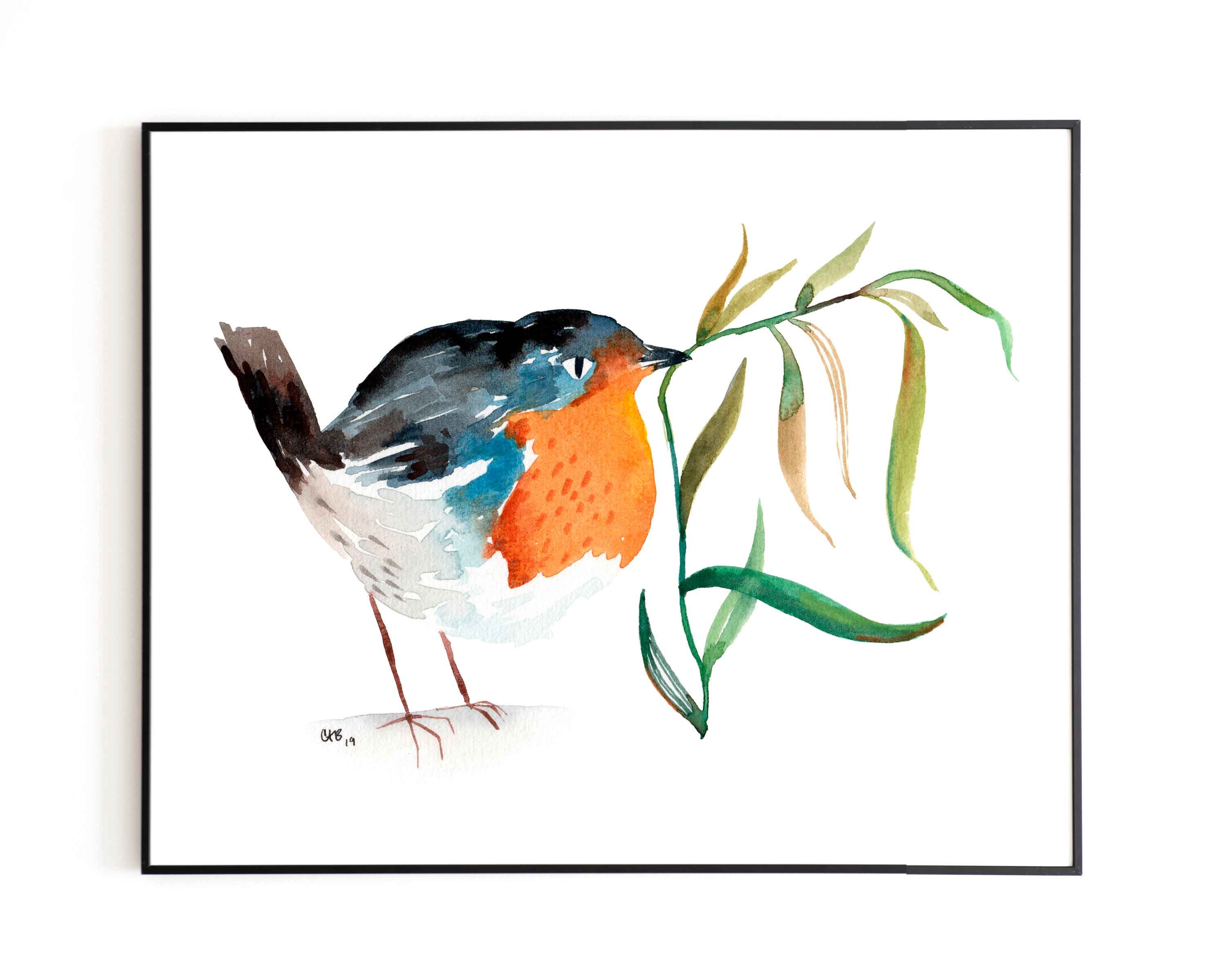 Robin Watercolor Bird Print | Etsy