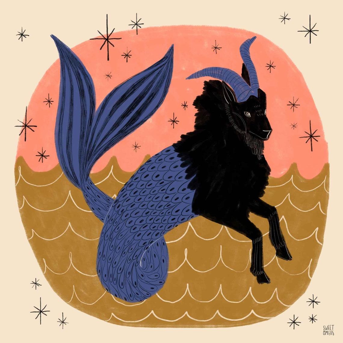 Capricorn Zodiac Art Print - Etsy