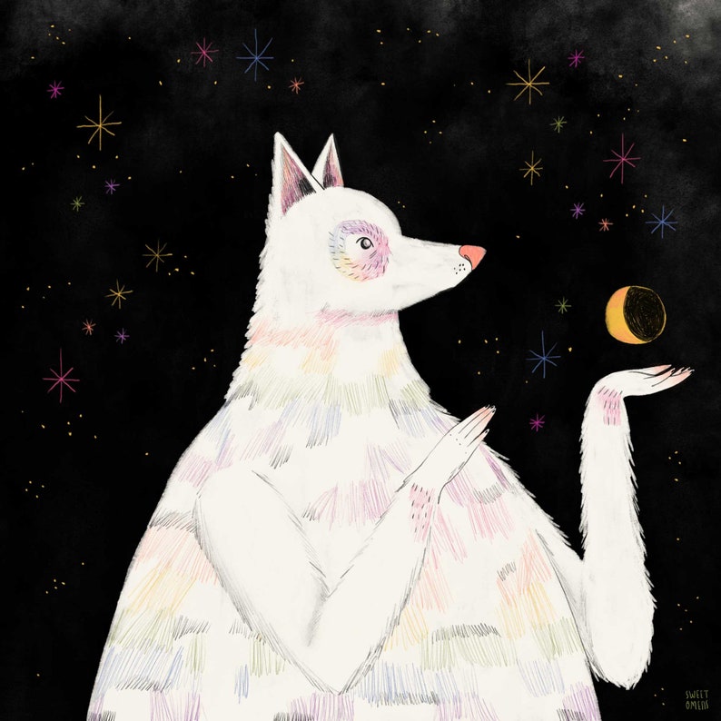 Rainbow Werewolf Art Print - Etsy