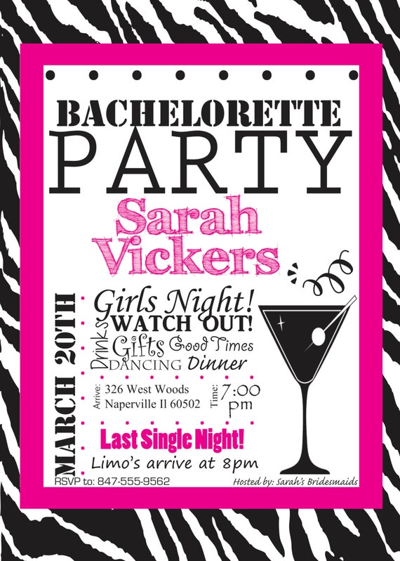 Items Similar To Bachelorette Party Invitation Digital Print Fie On Etsy