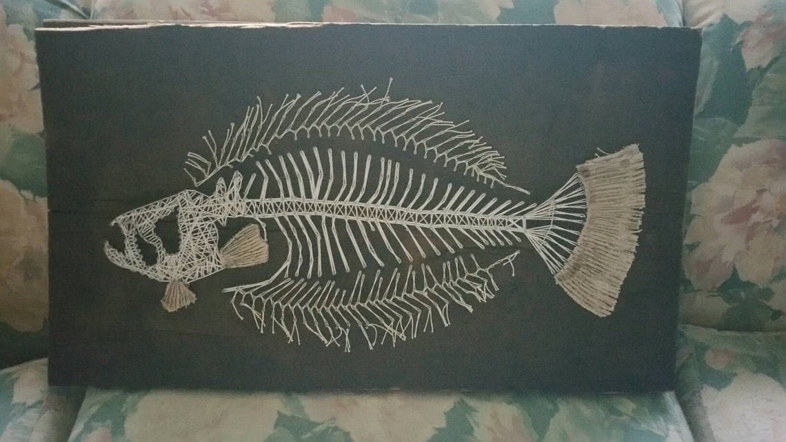 Fish Skeleton String Art Nautical Fishing Theme | Etsy