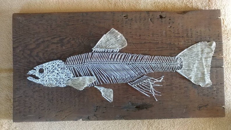 Fish Skeleton String Art Nautical Fishing Theme | Etsy