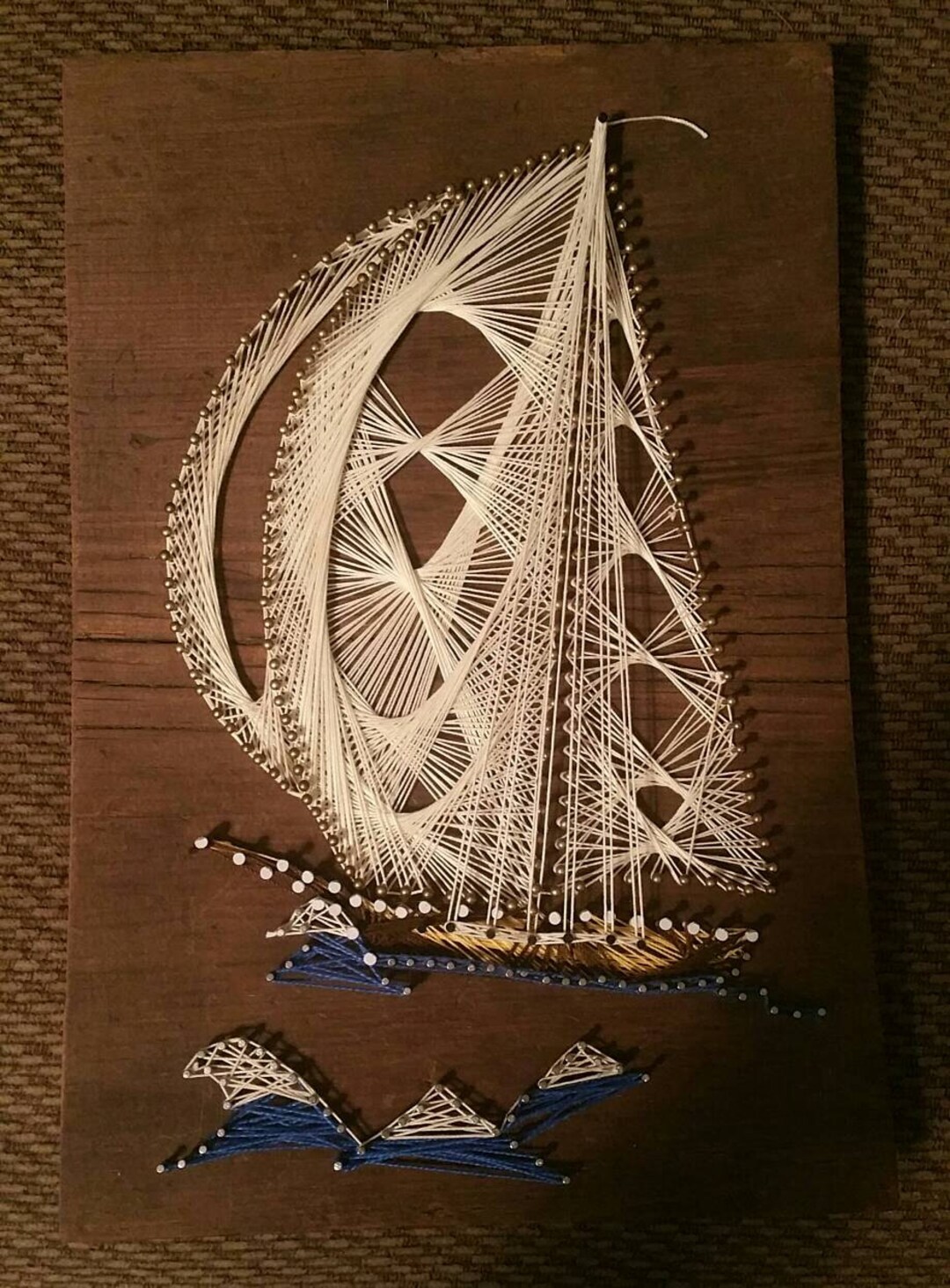 String Theory Sailboat String Art Nautical Theme - Etsy