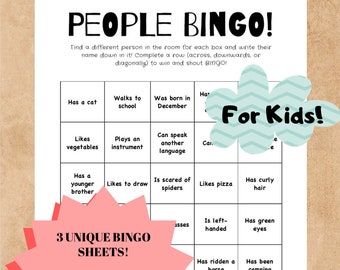 HUMAN BINGO Ice Breaker Party Game Friends Offices - Etsy