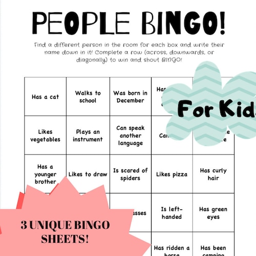 HUMAN BINGO Ice Breaker Party Game Friends Offices - Etsy