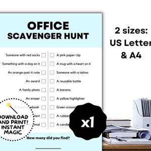 Office Scavenger Hunt | Fun Work Games Icebreakers | Printable Last ...