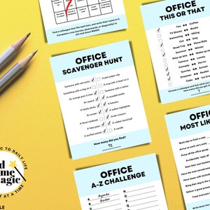6 Office Games PRINTABLES | Fun Work Games Icebreakers | Printable Last ...