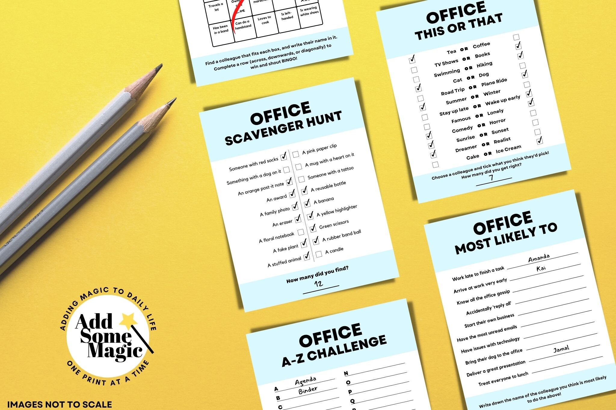 6 Office Games PRINTABLES Fun Work Games Icebreakers Printable Last ...