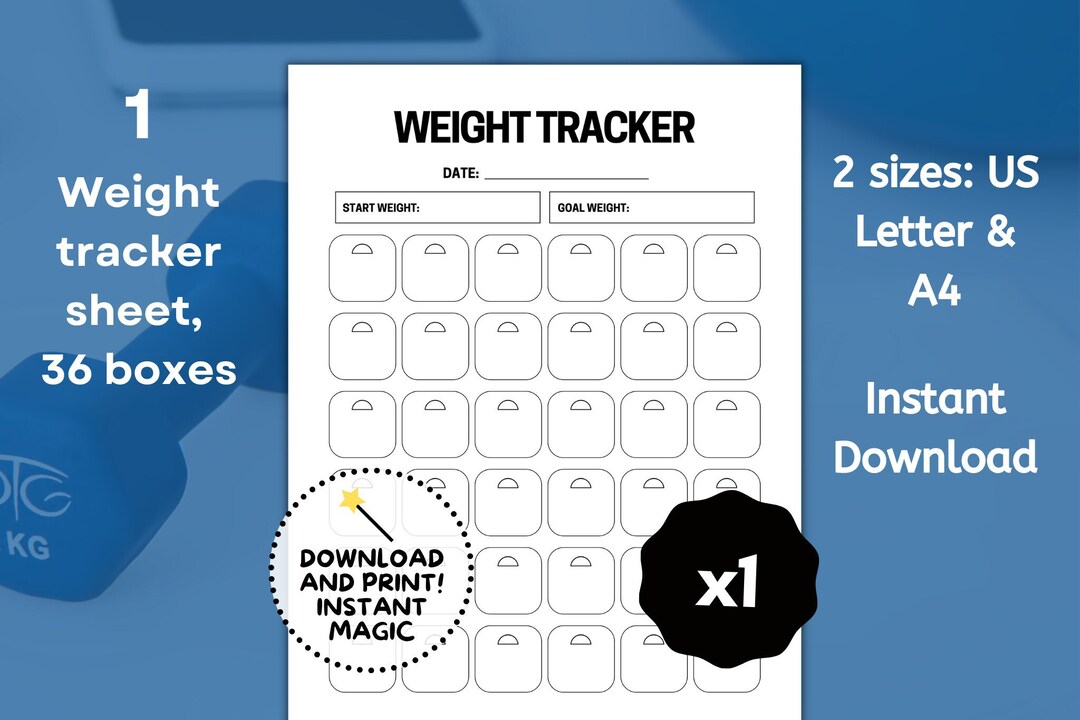 Printable Weight Tracker - Track Your Progress With 36 Boxes - Weight ...