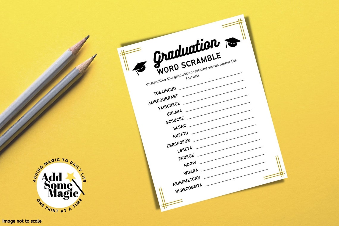 Graduation Word Scramble | Fun Graduate Party Game Challenge | Party ...
