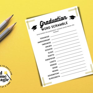 Graduation Word Scramble | Fun Graduate Party Game Challenge | Party ...