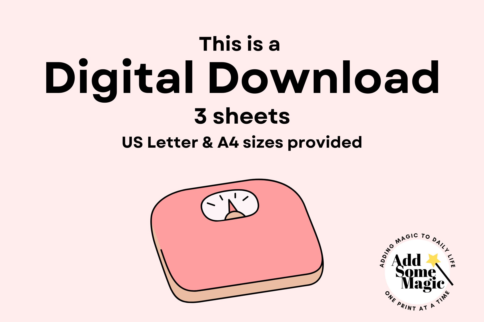 3x Printable Weight Tracker Set - 3 Sheets for Weeks and Months - Cute ...