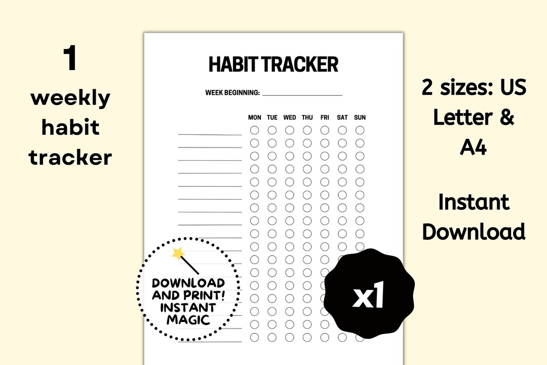 Habit Tracker Printable - Weekly 7-day Goal Tracking Sheet - Boost ...