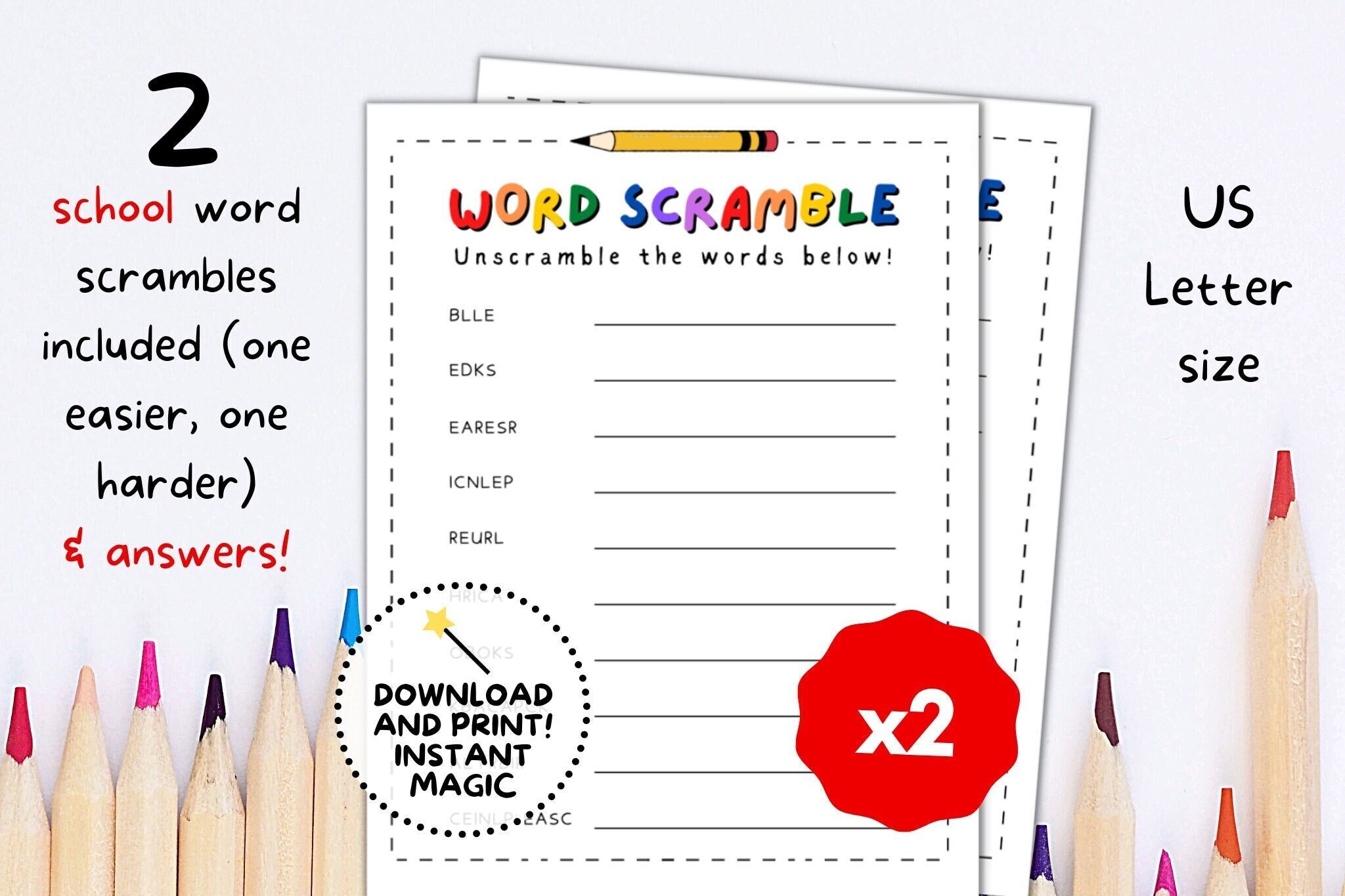 SCHOOL WORD SCRAMBLES 2 Sheets & Answers Ice Breaker Classrooms Fun ...