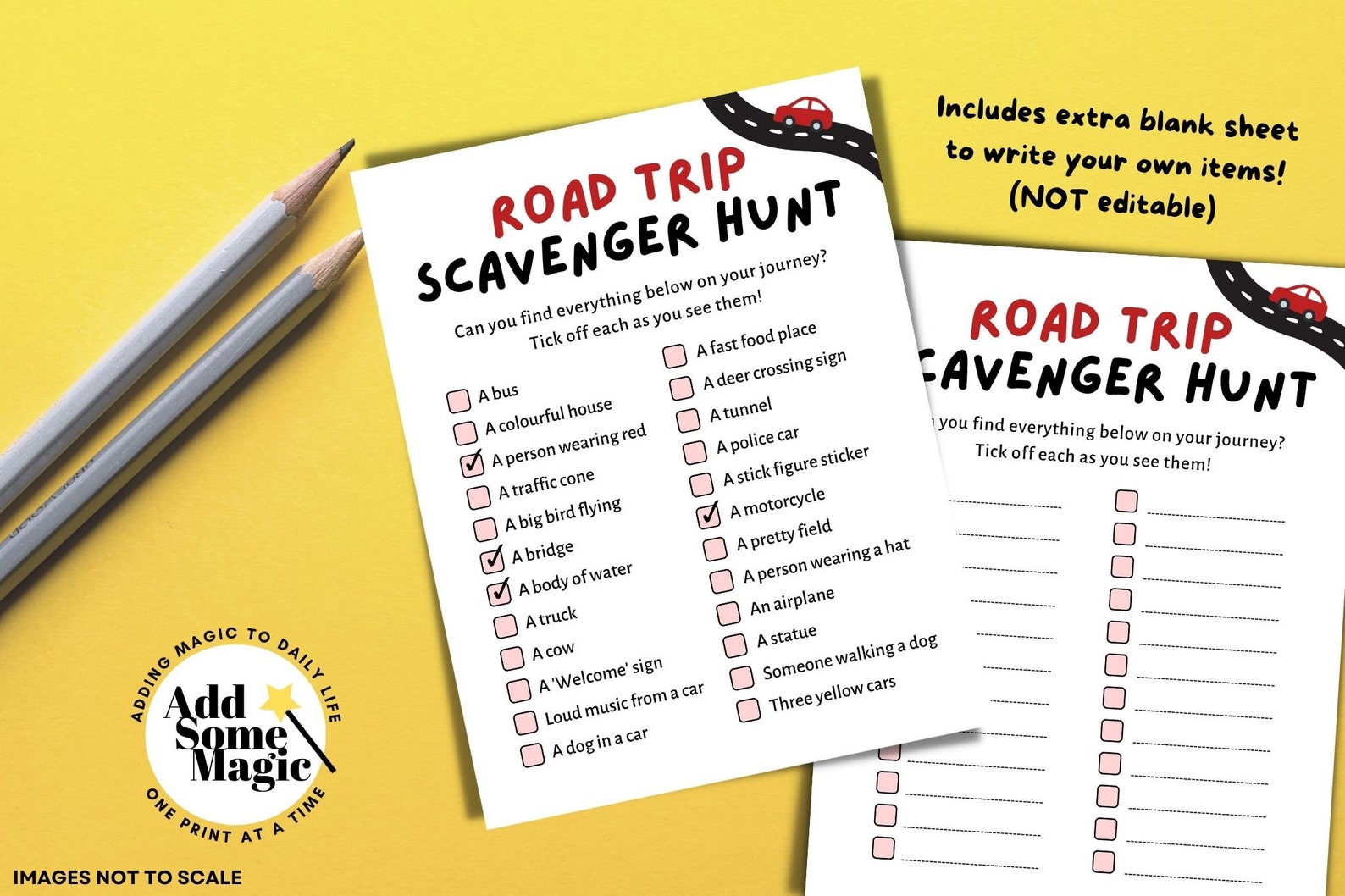 Road Trip Scavenger Hunt Fun Games for Long Journeys Drives Printable ...