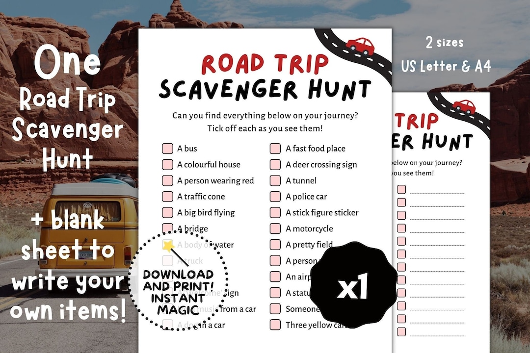 Road Trip Scavenger Hunt | Fun Games for Long Journeys Drives ...