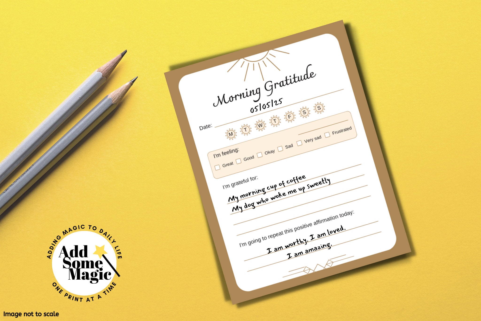 Printable Daily Morning Gratitude Sheet Bronze Sun Design - Etsy
