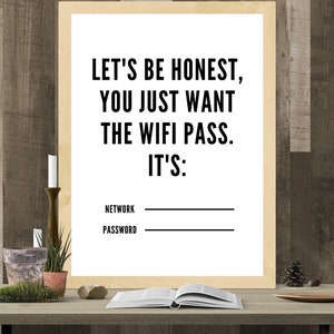 Funny Wifi Sign PRINTABLE Wifi Password Print Family Home | Etsy