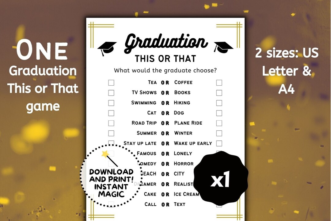 Graduation This or That | Fun Graduate Party Challenge | Party Games ...