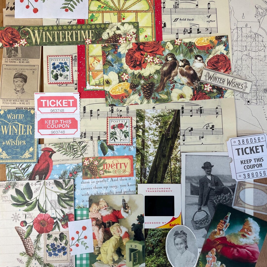 Mystery Collage Scrap Ephemera for Journals, Retro Paper Scraps for ...