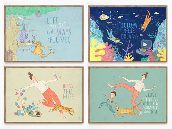 4 Printable Affirmation Wall Art for Kids Wall Decor Colorful | Etsy