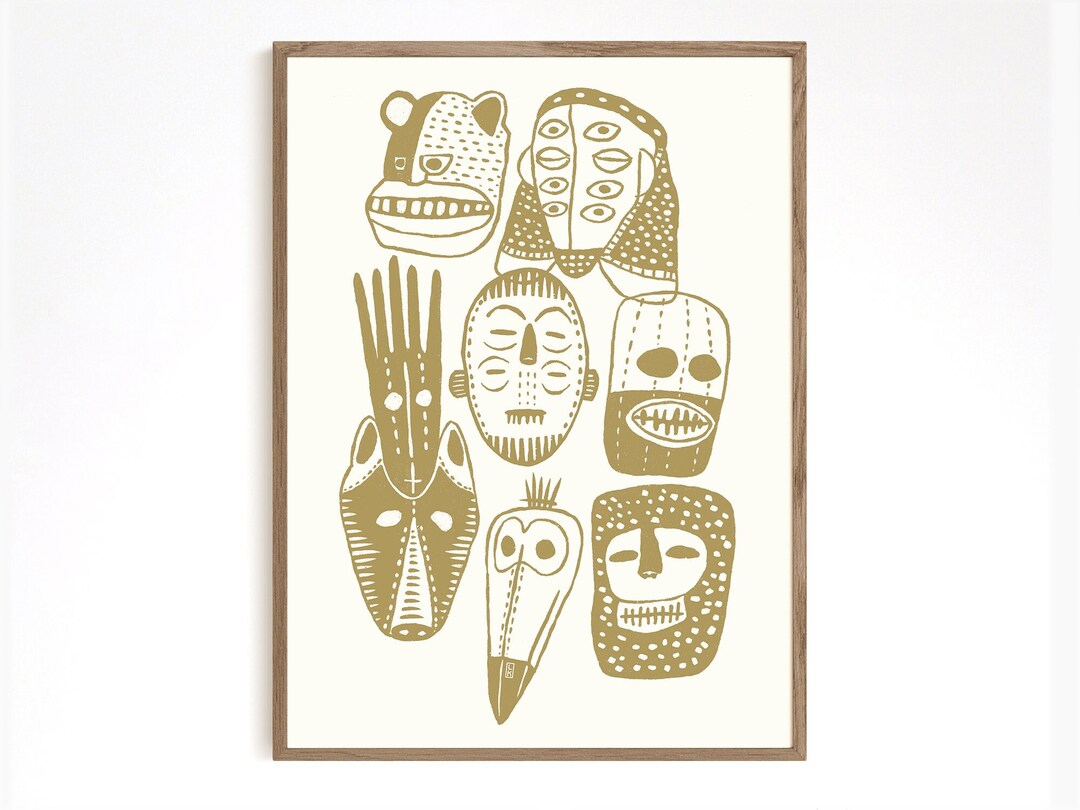 Modern African Tribal Wall Art, Boho Decor Ethnic Poster, Minimalist ...