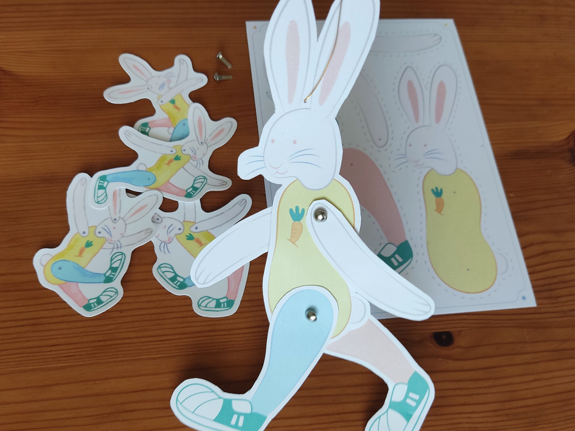 4 Stickers and Split Pin Puppet Set, Cute Bunny DIY Gift for Kids ...