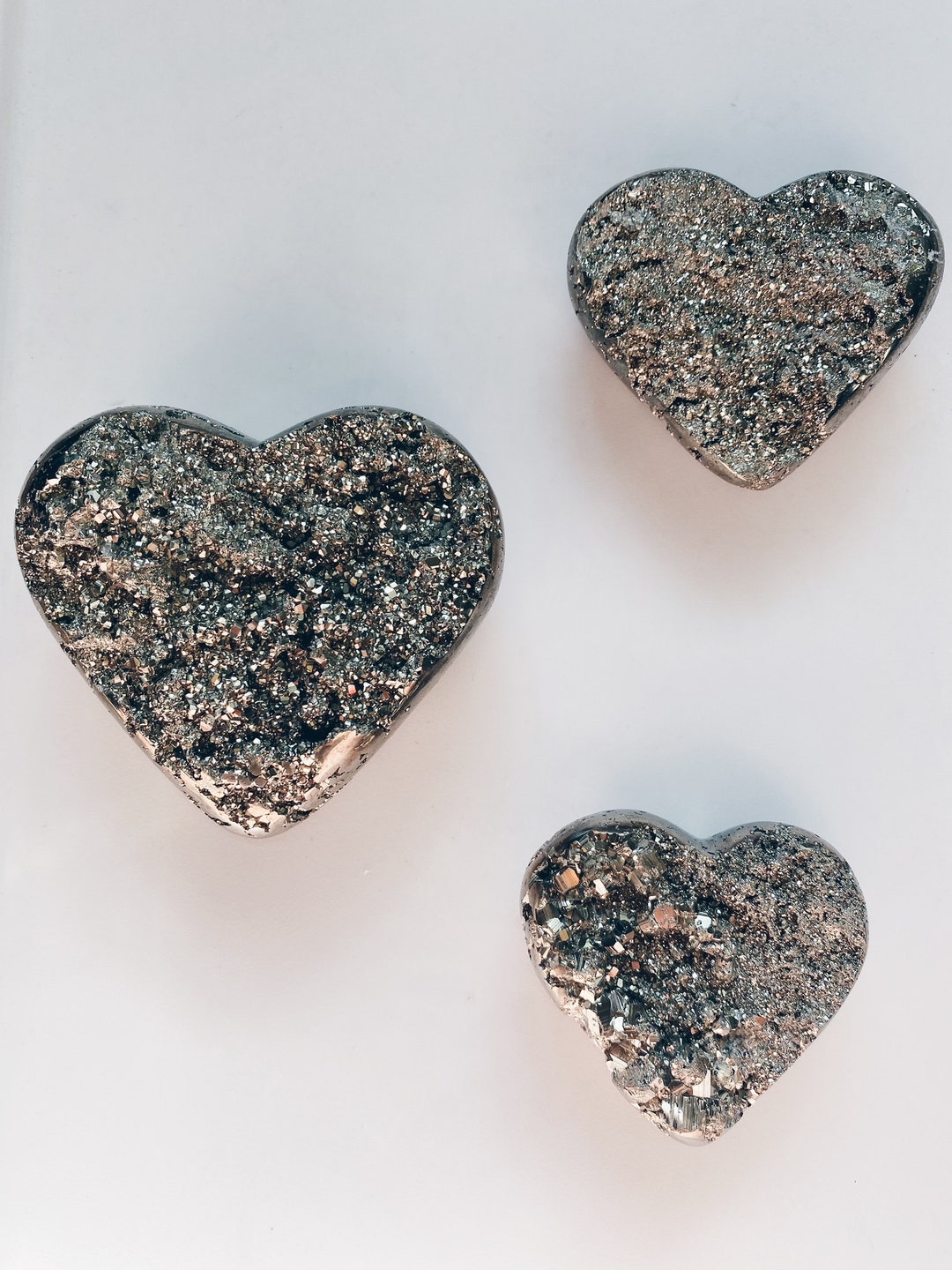 Quality AAA Raw Peruvian Pyrite Hearts Natural Pyrite Super Sparkly ...