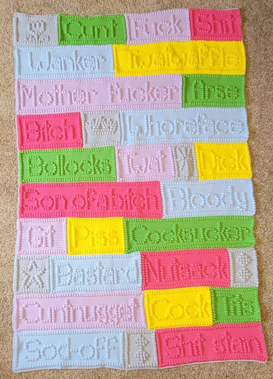 Crochet Pattern//swear Blanket British//bobble Stitch//graph and Written Instructions - Etsy